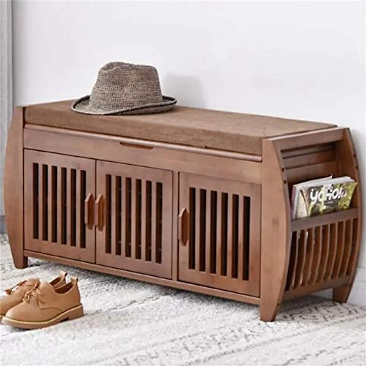 JYDQM Shoe Rack Cabinet Entryway Organizer Storage Household Shelf with Seat Cushion Furniture Hallway Shoe Stand