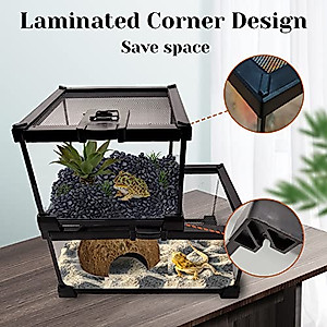 kathson 12x8x6 in Mini Reptile GlassTerrarium Tank, 3 Gallon Full Glass Reptile Tank Full View Visually Appealing Reptile Amphibians Terrarium Glass Box Reptile Glass Habitat Cage for Bearded Dragons