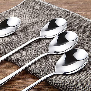 Spoons, Korean Soup Spoons,Stainless Steel Spoon with long Handle Set of 8