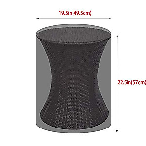 Fenghome Round Patio Cool Bar Table Cover, Waterproof Fade Resistant Fabric with Drawstrings for Small Coffee Cocktail Outdoor Furniture Side Tables, Diameter 20.5 x Height 23 Inches (Black)