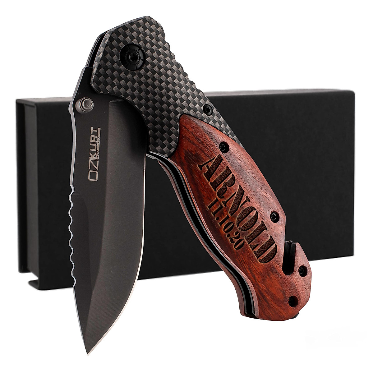 Gifts For Men, Personalized Pocket Knife w Name or Text, 20 Elegant Font, Custom Pocket Knife