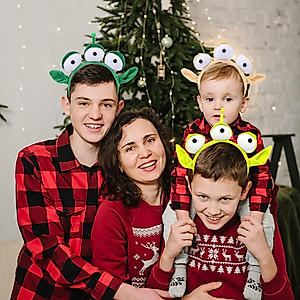 Leziazany Alien Headband Stretchy Plush Eyeball Headband Three Eye Plush Alien Monster Headband for Christmas party cosplay