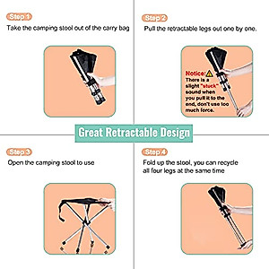 KOKSRY Camping Stool,Small Folding Chair,13.8" Stainless Steel Compact Lightweight Backpacking Stool with Carry Bag