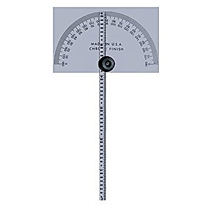 Mitutoyo 968-203 Protractor, Square Head, W/ 6" Rule, Chrome