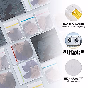 Zippered Mesh Laundry Bag - Various Sizes, Durable Breathable Material, Color Coding, Secure Zipper Closure (Set of 6)