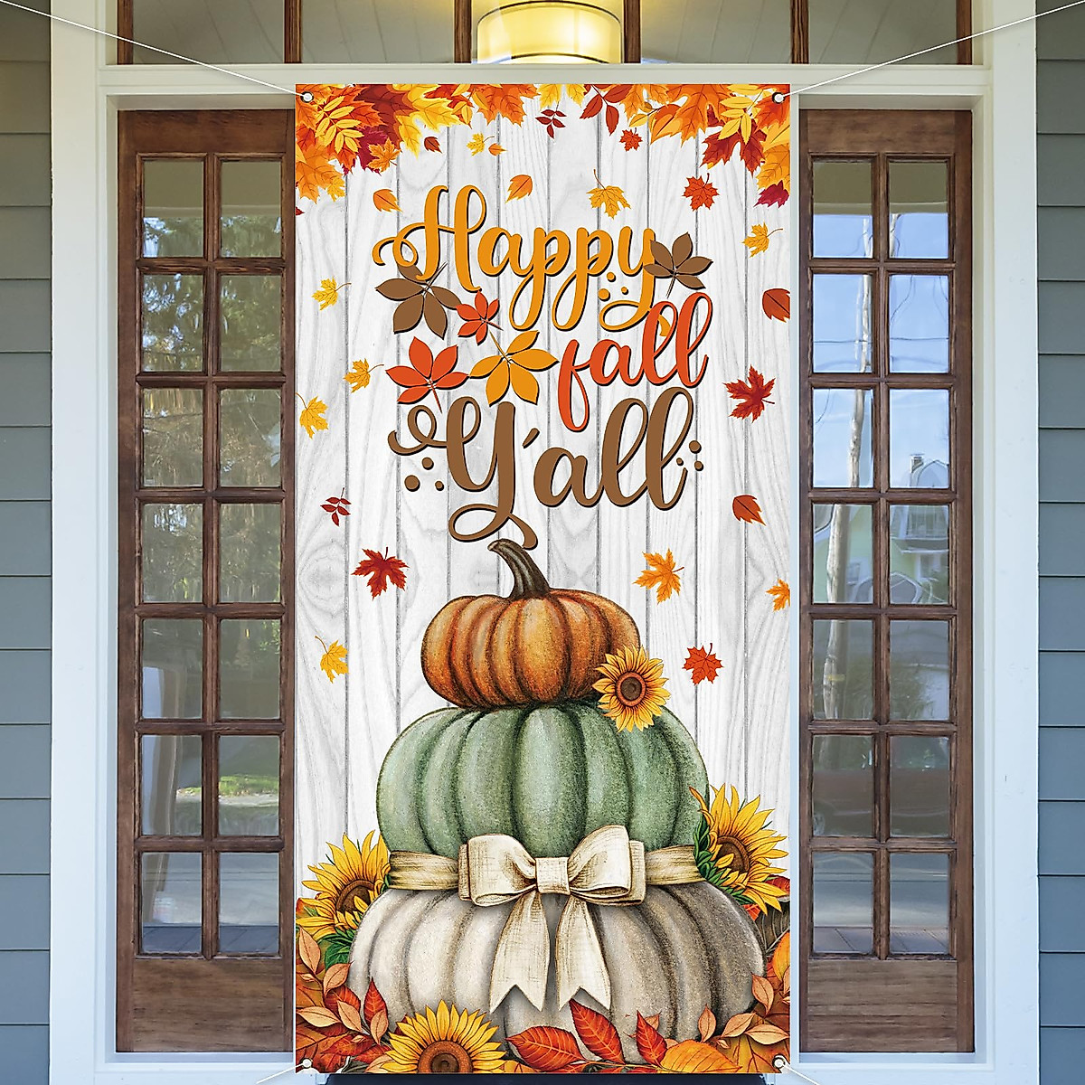 Fall Door Cover Happy Fall Yall Photo Backdrop Farmhouse Fall Autumn Thanksgiving Harvest Festival Decorations and Supplies for Home