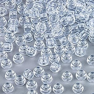 Sukh 1000+ Pcs Clear Pony Beads - Plastic Bracelet Beads 6x9mm Crystal White Pony Beads for Bracelets Making Hair Beads for Braids DIY Crafts Key Chai Jewelry Making Home Decor Pony Beads Bulk