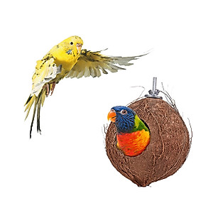 BUGUUYO Coconut Shell Nest for Birds Bird Toys Coconut House Nest for Parrots Bird Nest for Small Pets Bird House