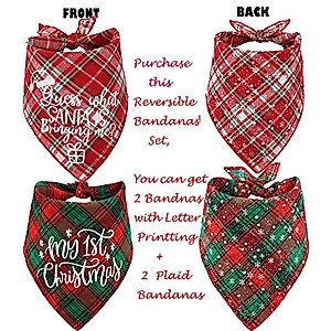 Christmas Bandana for Dogs,2 Pack Plaid Dog Bandanas Set for Xmas Holiday