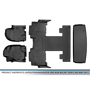 MAXLINER Floor Mats Cargo Liner Behind 3rd Row Set Black Compatible with 2018-2022 Expedition/Navigator 2nd Row Bucket Seats (no Max or L)