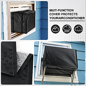 Windyun 2 Pack Window Air Conditioner Cover Ac Covers for Inside and Outside Adjustable Dust Proof Waterproof Ac Shade for Outside Unit for Winter Accessories, Black (21x14 In, 21x15x16 In)