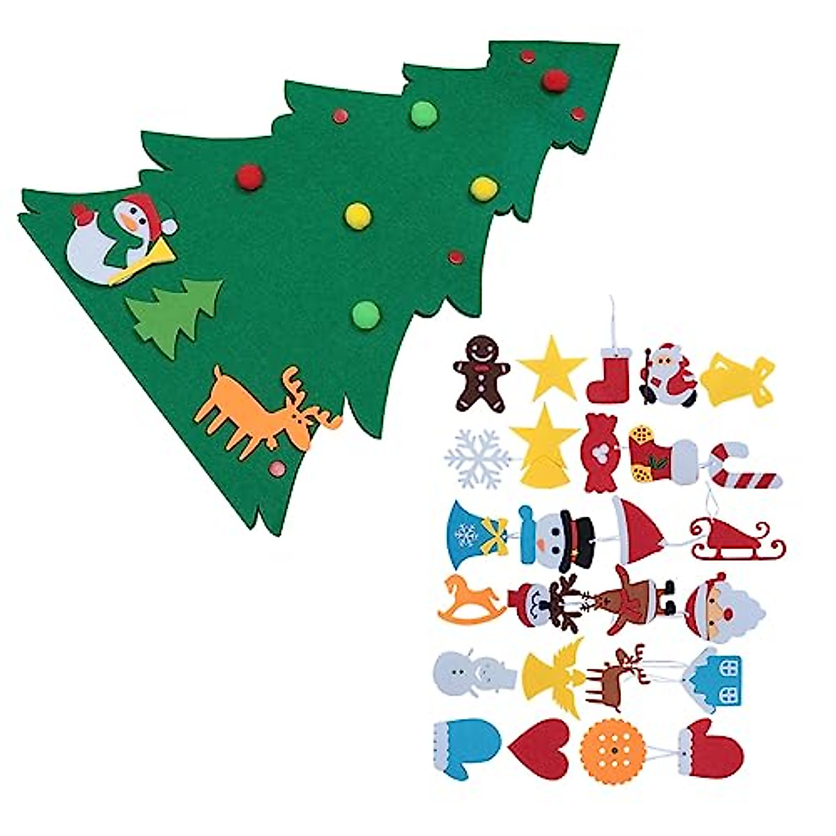 LABRIMP 1pc Christmas Felt Christmas Tree Felt Christmas Decorations Toddler Felt Tree with Ornaments Advent Felt Christmas Tree Hand Decor Play Set Kids Suit Detachable Ornaments DIY 3D