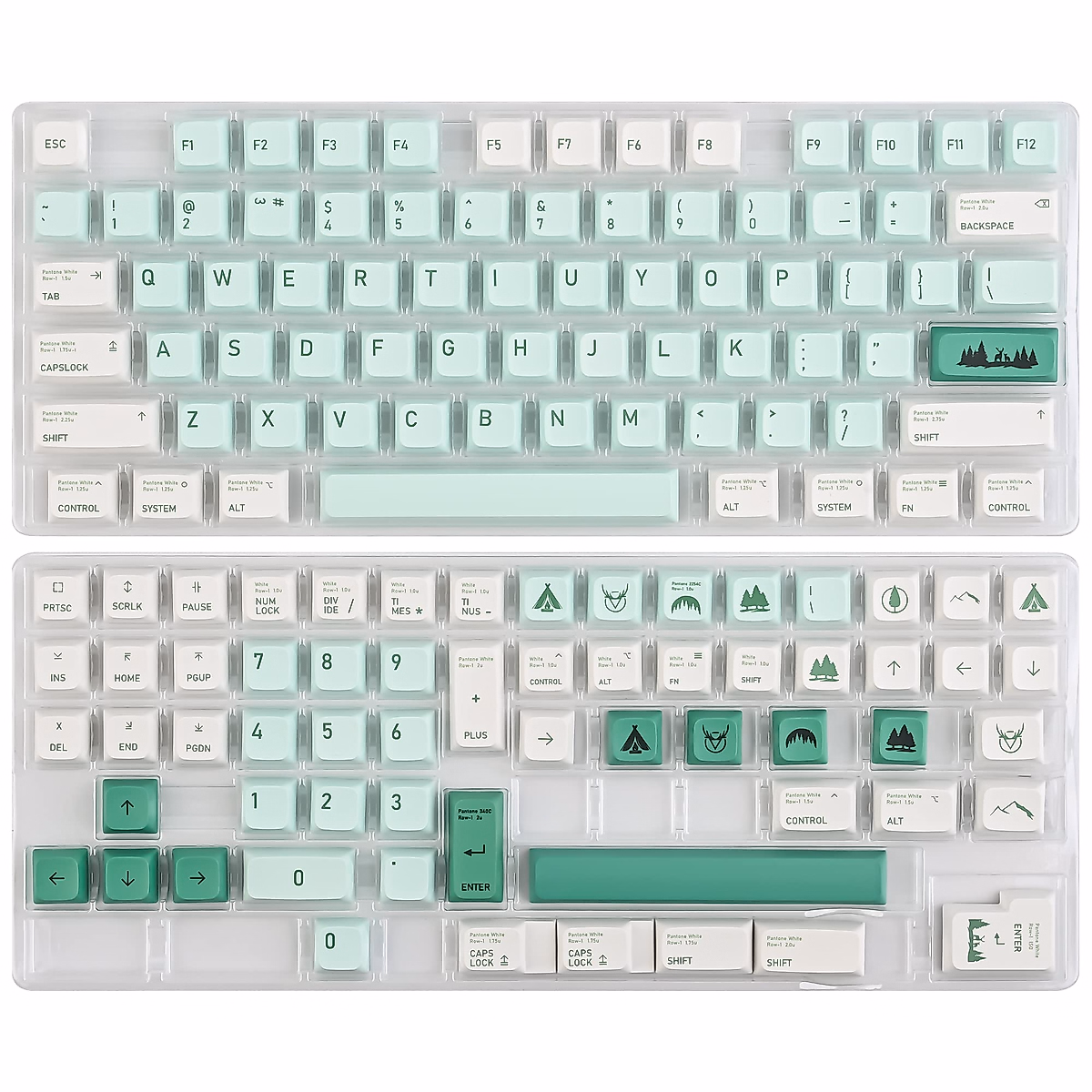 XDA PBT Key Cap, 139keys Dye Sublimation Forest Green Custome Key Cap Set for Cherry/Gatron MX switches 60 Percent/68/61 Gaming Mechanical Keyboard (Forest Green)