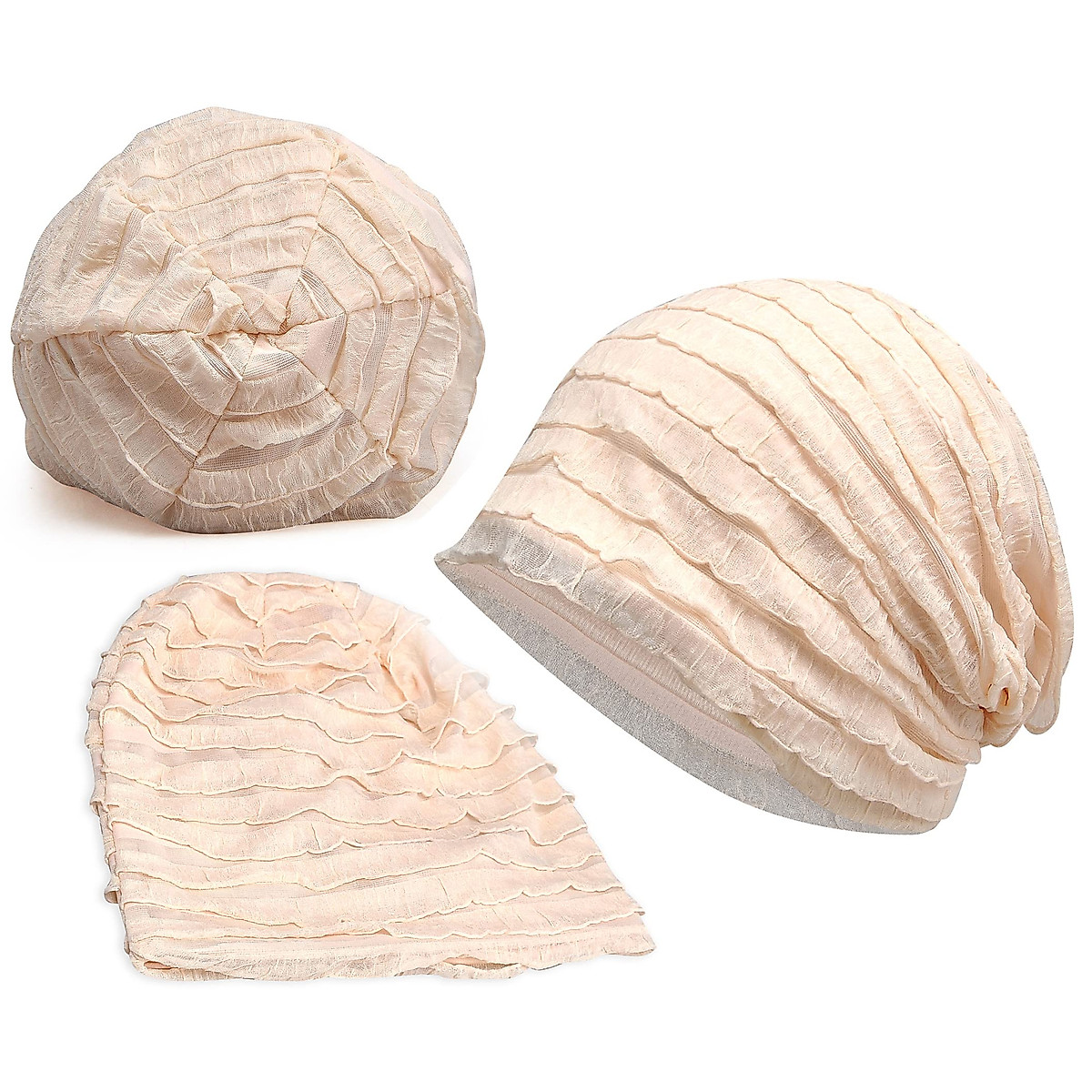 Jemis Skullies Beanies Thin Bonnet Cap Autumn Casual Beanies Hat (3 Pack Pink & Grey & Khaki)