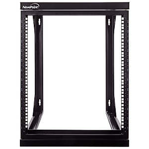 NavePoint 12U Server Rack with Swing Gate - 12U Wall Mount Rack for 19 Inch IT Equipment Open Frame Rack – Network Rack Wall Mount for AV & Server Equipment 18” Deep 12U Rack, Black