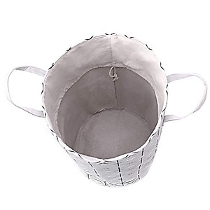 23.6" Large Foldable Laundry Basket Collapsible Clothes Hamper Drawstring Waterproof Laundry Hamper Round Cotton Linen Storage Baskets Home Organizer(Black and White Grids)