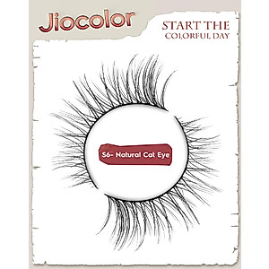 Cat Eye Lashes Natural Look Wispy Foxy Eye Lashes Pack 3D Volume Faux Mink Eyelashes C Curl Thin Band False Eyelashes 9 mm 7 Pairs S6
