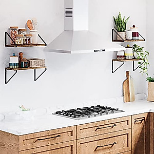 Wallniture Ponza Floating Shelves, 17"x8" Bookshelf Set for Living Room, Shelves for Bedroom, Kitchen Organization & Bathroom Storage Office Shelves Burnt Set of 4