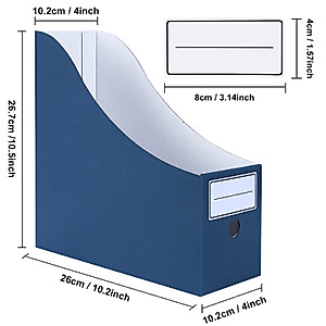 6 Pack Magazine File Holders, Cardboard Magazine Holder with Labels, Document Storage Organizer Box for Office School Home Hospital Desktop Storage, Blue
