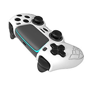 Silicone Cover Thickened Case for Sony PS5 Controller Skin Anti-Slip Grip Case for PS 5 DualSense Controller Dustproof Protector Shell with 10 Pro Thumb Grips (White -Thicken)