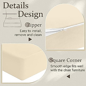 downluxe Outdoor Deep Seat Cushions Set, Waterproof Memory Foam Patio Furniture Cushions with Zipper for Outdoor Chair Sofa, 24" x 24", Beige, 2 Piece Set