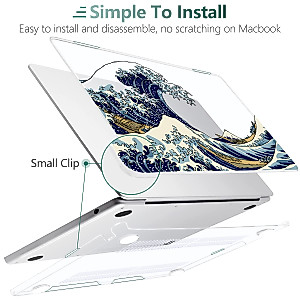 MEEgoodo for MacBook Air 13.6 inch Case 2022 New A2681 with M2 Chip, Clear Case for MacBook Air M2 with Retina, Laptop Hard Shell Cases with Keyboard & Webcam Cover & Screen Protector, Great Wave