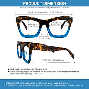 VOOGLAM Rectangle Eyeglasses for Women with Non-prescription Clear Lens Sienna Light Tortoise GWA035804-05