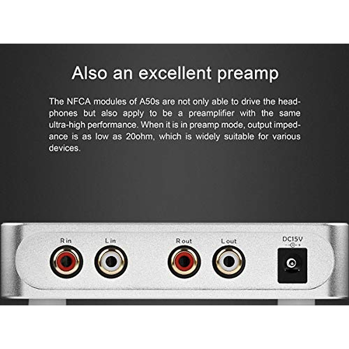 Topping A50s Preamplifier NFCA Fantasy HPA for Desktop HiFi 4.4mm Balanced Output Headphone Amplifier (Silver)