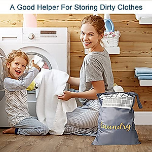 2 Pieces Travel Laundry Bags Waterproof Wet Bag Washable Dirty Clothes Bag Reusable Large Wet Dry Bag for Traveling Gym Laundry Swimsuit Wet Clothes Workout Diaper Bag, 17 x 22 Inches (Gray, Black)