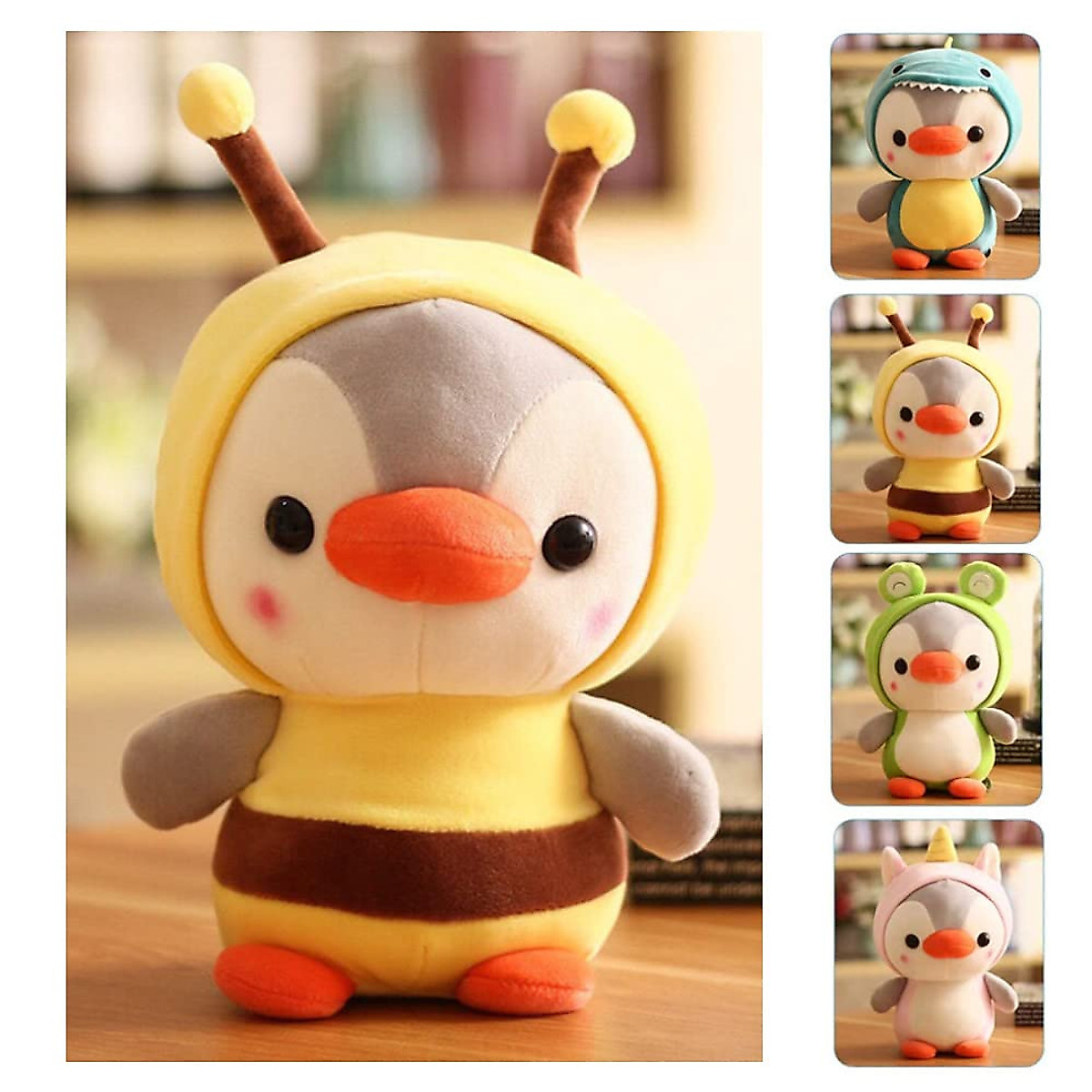Slewed Penguin Plush Toy, Cute Penguin Plush Stuffed Animal Plush Doll 10 inch Christmas Birthday Gift for Boys and Girls (Bee)
