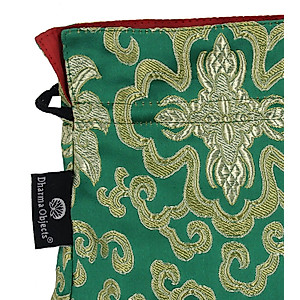 Tibetan Handmade Brocade Cloth Singing Bowl Storage Carrying Case Bag (Green)