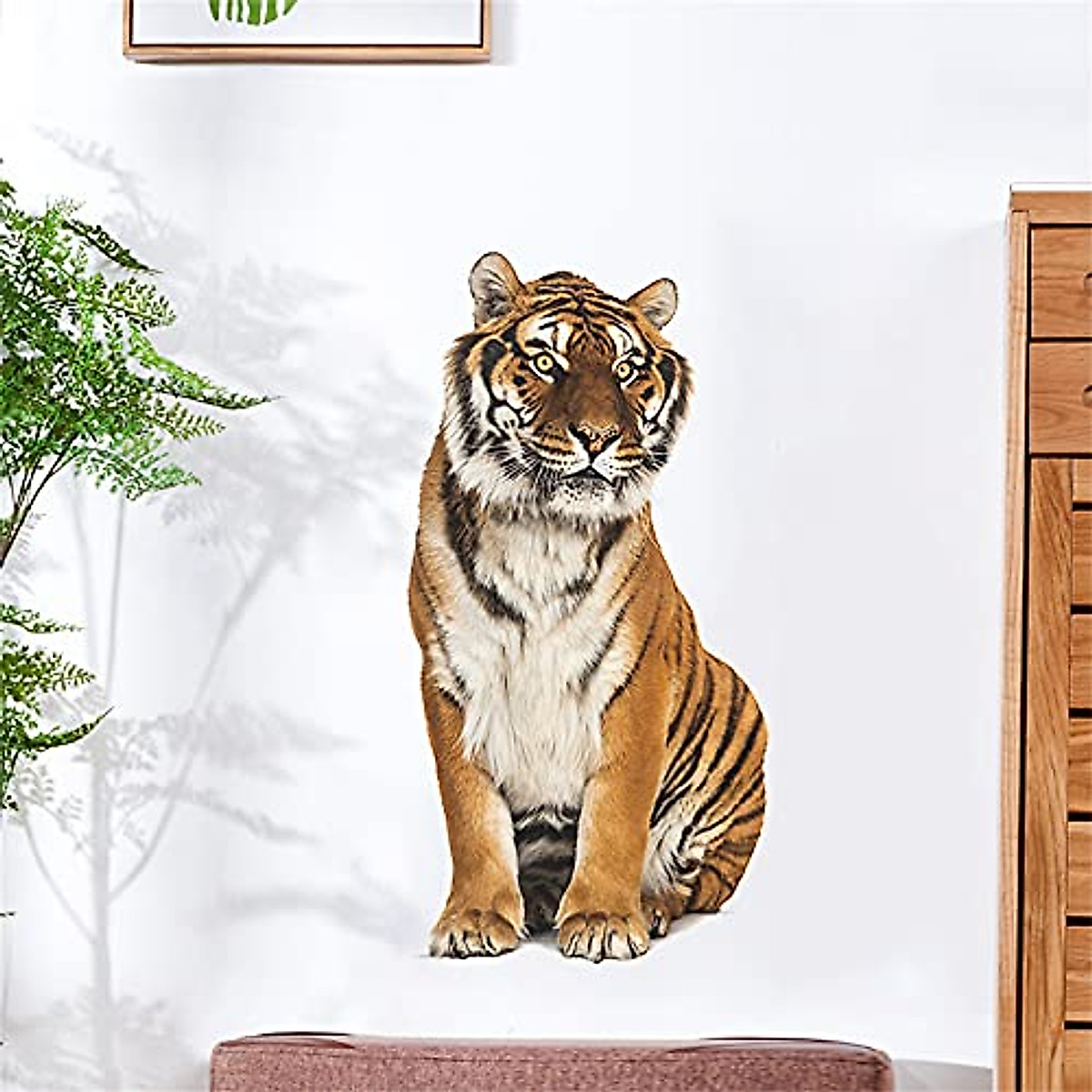 ROFARSO Lifelike Cool Tiger Jungle Animal Wall Stickers Removable Wall Decals Art Decorations Decor for Bedroom Living Room Murals