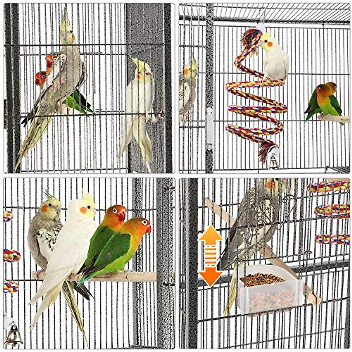 Yaheetech 69-Inch Extra Large Bird Cage Metal Parrot Cage for Mid-Sized Parrots Cockatiels Conures Parakeets Lovebirds Budgie Finch, Black