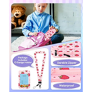 LISEVO Cute Pencil Case - Aesthetic Strawberry Pencil Pouch, Medium Capacity Colorful Pen Bag with Zipper, School Supplies Organizer Stationary Pen Holder for Girls Teens