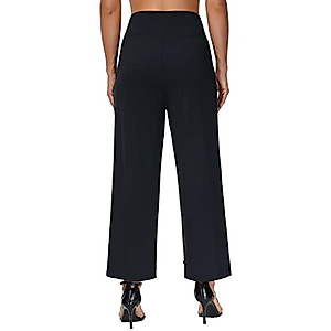 THE GYM PEOPLE Women’s High Waist Loose Comfy Wide Leg Palazzo Yoga Pants Tummy Control Lounge Workout Joggers (Medium, Black)