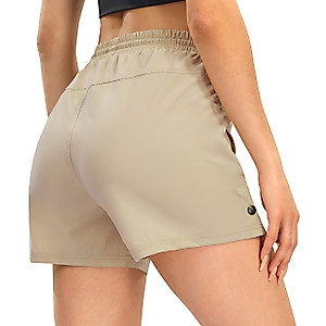 AFITNE Women's Hiking Shorts Quick Dry Lightweight Golf Active Water Shorts with Pockets for Summer Work Outdoor Camping Fishing Khaki M