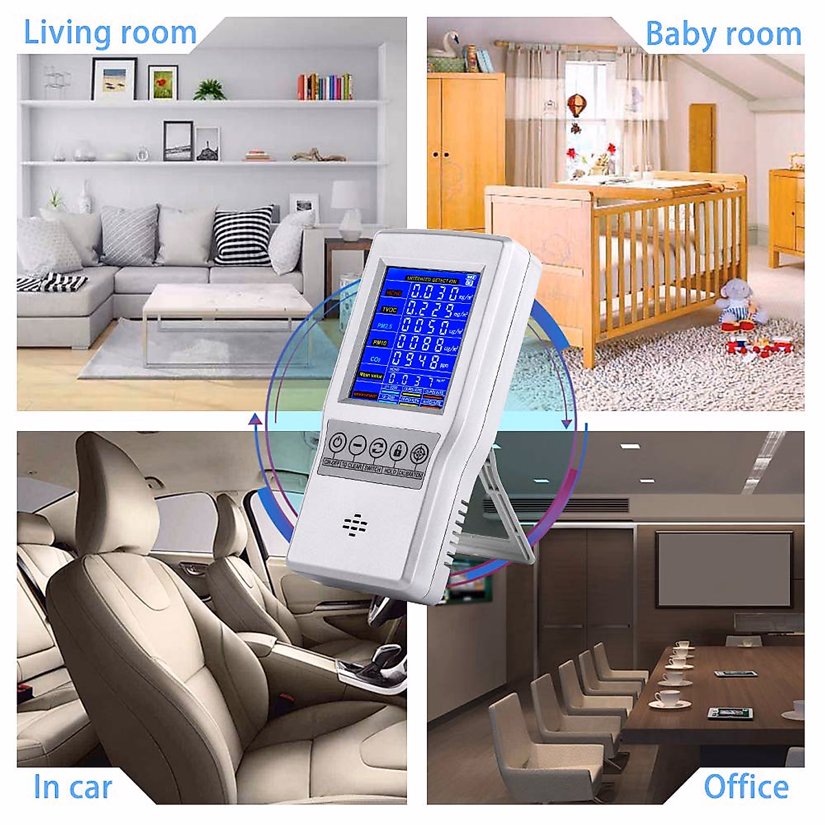 Air Quality Monitor BIAOLING Accurate Tester for CO2 Formaldehyde(HCHO) TVOC PM2.5/PM10 Multifunctional Air Gas Detector Real Time Data&Mean Value Recording for Home Office and Various Occasion