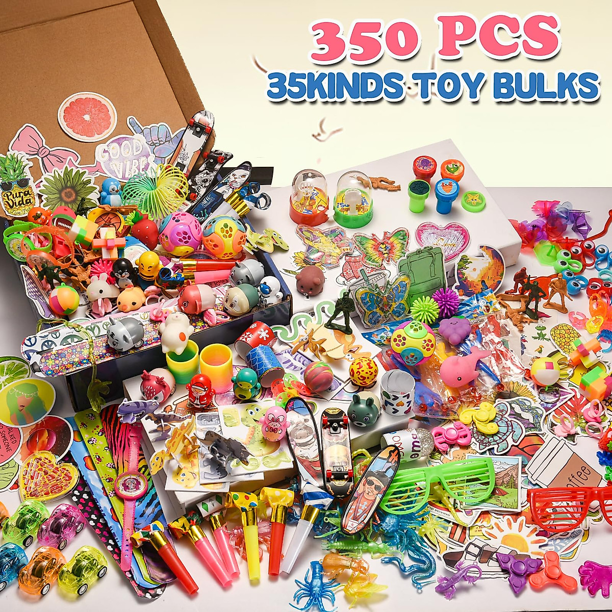 Yutin 350PCS Prize Box Toys for Kids Classroom, Party Favor Bulk for Kids 4-8 8-12, Goodie Bag Stuffers, Pinata Filler, Treasure Chest Box for Kids Prizes, Birthday Gift Bags for Boys Girls 3-5