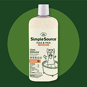 SimpleSource® Flea & Tick Shampoo for Dogs, Powered by Plants, Kills Fleas, Flea Eggs, Flea Larvae, & Ticks, & Mosquitos, Cleans & Deodorizes, 12oz Bottle