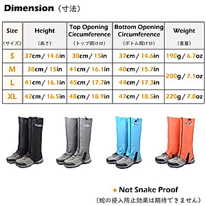TRIWONDER Leg Gaiters Waterproof Snow Boot Gators Hiking Gaiters Men Women for Walking Climbing Hunting Cycling Backpacking Lightweight Rain Shoe Gaiters (1 Pair) (Black, L)