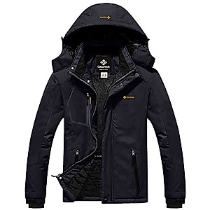 GEMYSE Men's Mountain Waterproof Ski Snow Jacket Winter Windproof Rain Jacket (Black,Small)