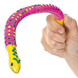 Unfinished Wooden Wiggly Snakes 8 Pcs with 12 Colors Acrylic Craft Paint and 2 Paint Brush - 12” Flexible Natural Timber Snake for Arts and Crafts Themed Birthday Party Supplies, Halloween Prop Toys