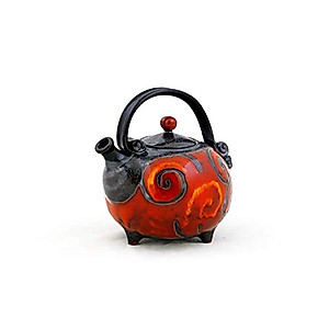 Handmade Pottery Teapot, Red and Black Serving Teapot, Stoneware Teapot, Kitchen decor, Handmade teapot, Pottery kettle, Tri Ushi