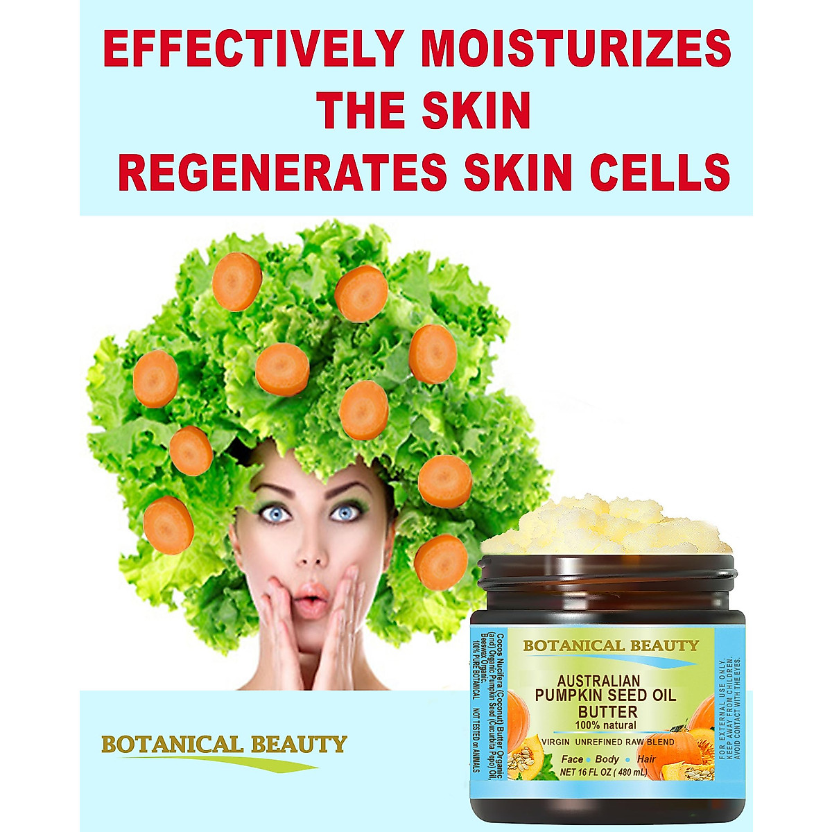 Botanical Beauty' PUMPKIN SEED OIL BUTTER Australian Natural VIRGIN UNREFINED RAW for Face, Skin, Damaged Hair, Lip, Nails 4 Fl.oz.- 120 ml