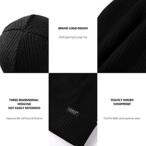 Winter Beanie Hats for Women Soft Knitted Cuffed Watch Cap Classic Stretchy Knit Warm Cap for Men Black