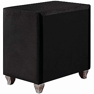 Coaster Furniture Deanna Modern Glam 2 Drawer Upholstered Nightstand Bedroom Bedside Table Storage Drawers Crystal Button Tufted Black Velvet Fabric Chrome 206102