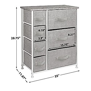 Sorbus Dresser with Drawers - Furniture Storage Tower Unit for Bedroom, Hallway, Closet, Office Organization - Steel Frame, Wood Top, Easy Pull Fabric Bins (Gray)