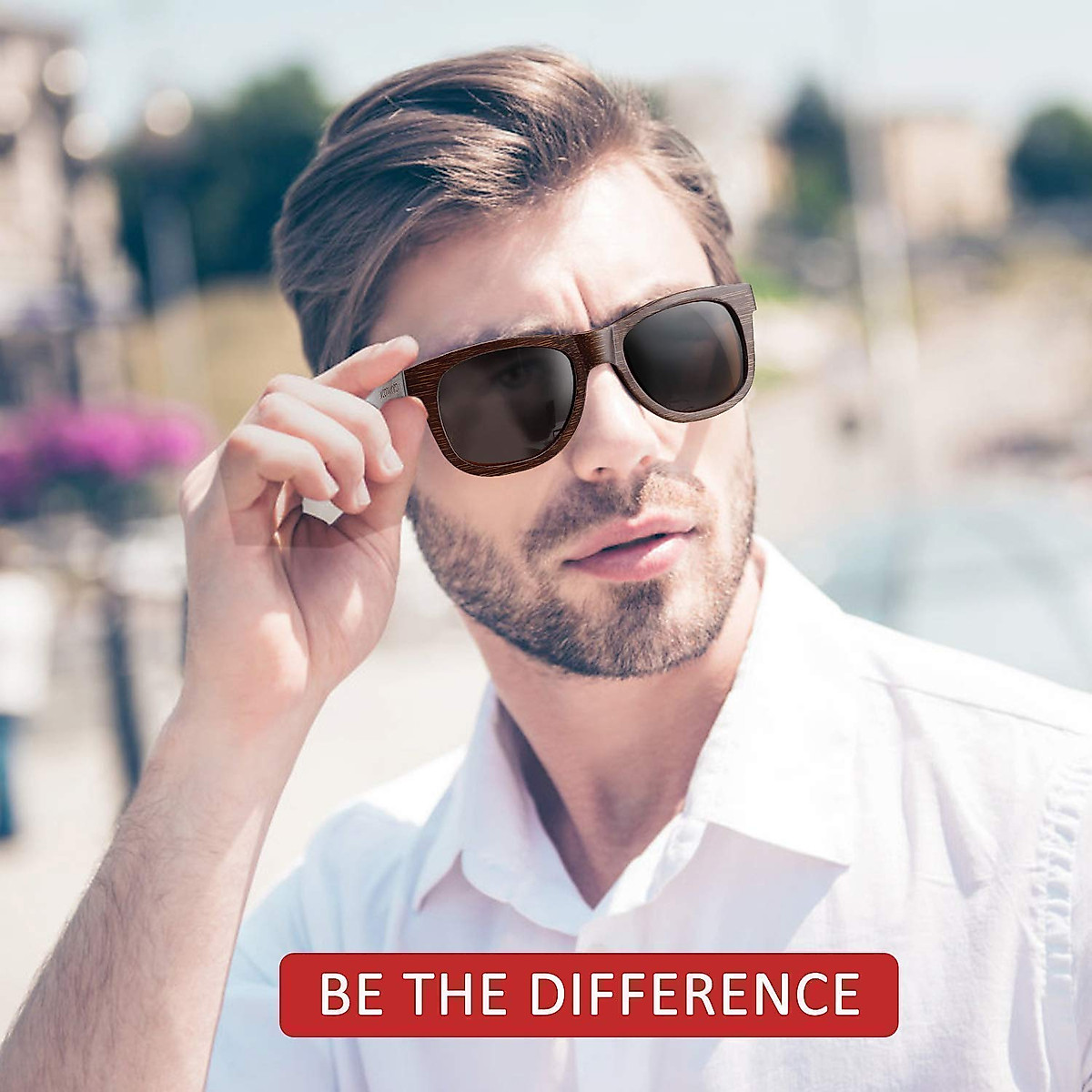 WOODWORD Polarized Wood Sunglasses for Men Women - Bamboo Wood Sunglasses with Wood Case (Black)