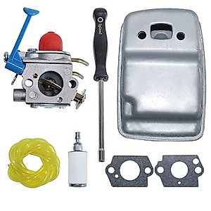 AUMEL 545081848 Carburetor Exhaust Muffler w/Carb Adjustable Tool Kit For Husqvarna 128C 128L 128LDX String Trimmer C1Q-W40A 574031502.