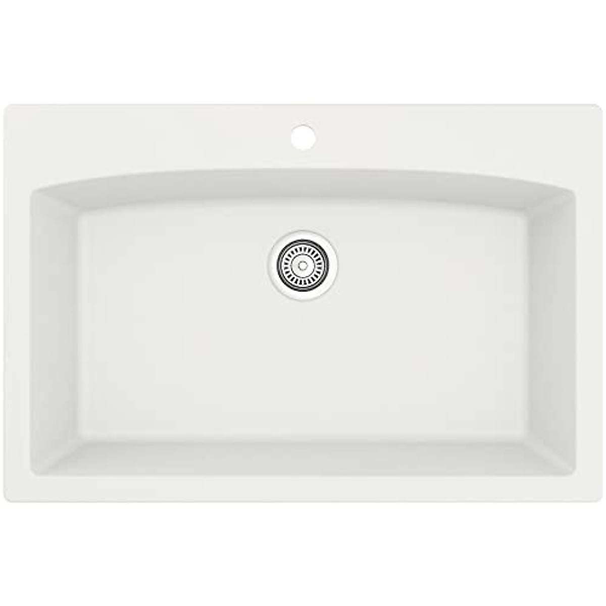 Karran QT-712 Drop-In Quartz Composite 33 in. 1-Hole Single Bowl Kitchen Sink in White